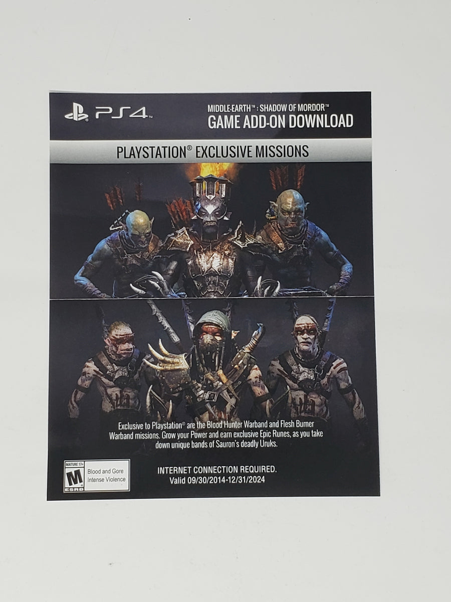 Middle Earth Shadow of Mordor [Insert] - Sony Playstation 4 | PS4 ...