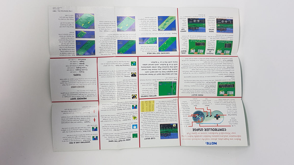 Hole in One Golf Course Map Original [Poster] - Super Nintendo | SNES ...