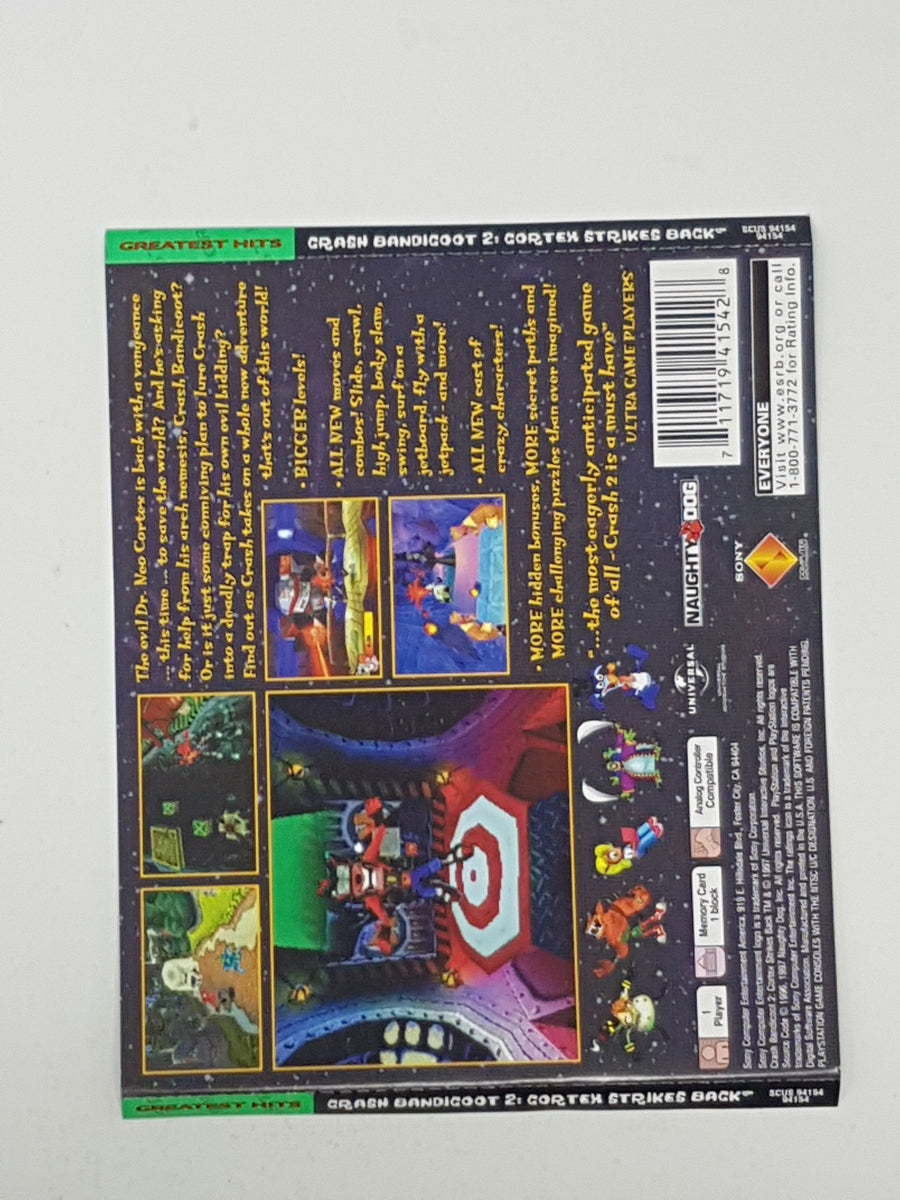 Crash Bandicoot 2 Cortex Strikes Back - [Greatest Hits] [Back Cover ar ...